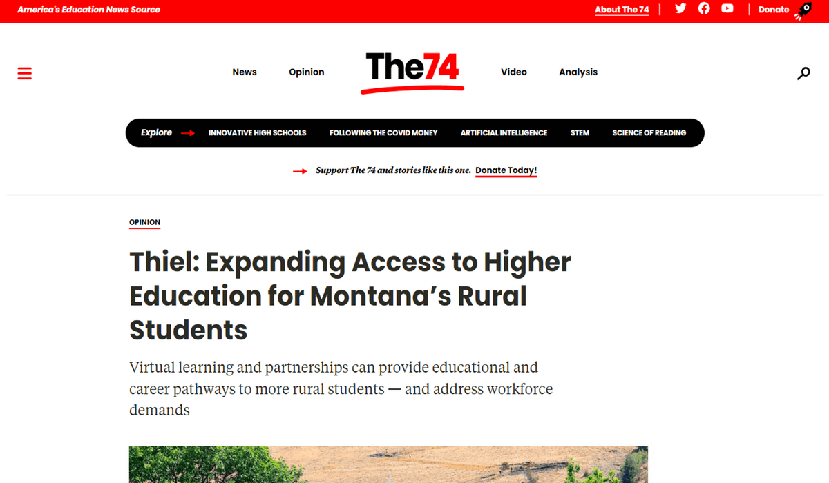 Thiel: Expanding Access to Higher Education for Montana’s Rural ...